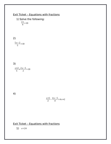 Exit Ticks - All the Algebra (with answers) | Teaching Resources
