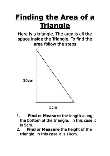 Finding the area of a Triangle | Teaching Resources