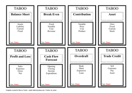 Business Taboo - Full set of Cards for 6 Key Areas of Focus - Keywords ...