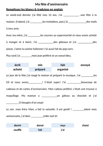 Le week-end dernier (introduction to the perfect tense) | Teaching ...