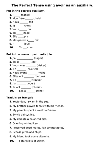 Le week-end dernier (introduction to the perfect tense) | Teaching ...