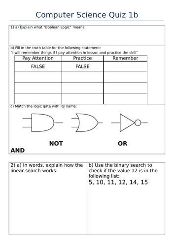 GCSE Computer Science - Computational Thinking and Boolean Logic Quiz ... GCSE Computer Science - Computational Thinking and Boolean Logic Quiz ...
