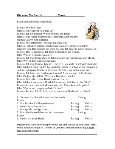 German Question Words Reading: Fragewörter Die Neue Nachbarin Deutsch ...