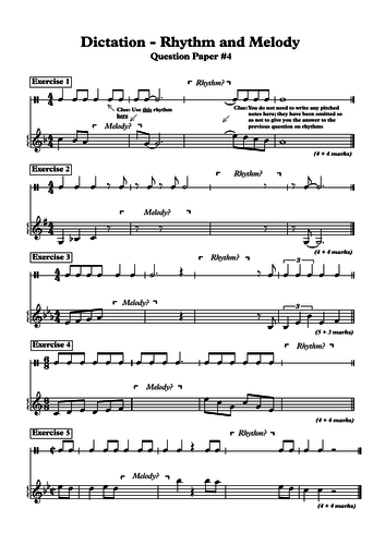 DICTATION - RHYTHM & MELODY (4) | Teaching Resources