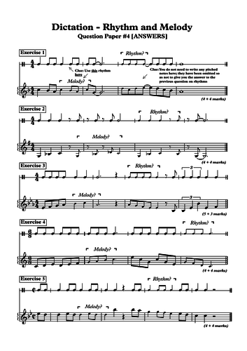 DICTATION - RHYTHM & MELODY (4) | Teaching Resources