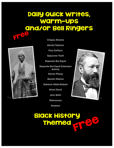 FREE - 11 Black History Month Daily Quick Writes, Warm-Ups or Bell ...