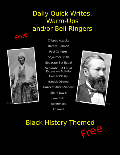 FREE - 11 Black History Month Daily Quick Writes, Warm-Ups or Bell ...