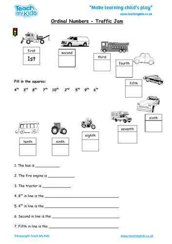 Ordinal Numbers to 10 - Traffic Jam, EYFS, Year 1 | Teaching Resources
