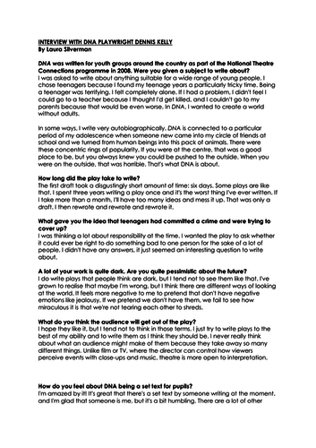 DNA Dennis Kelly Scheme of Work for KS3 | Teaching Resources