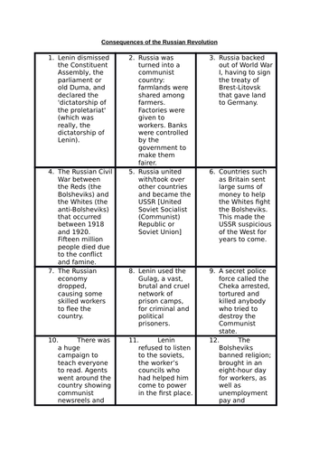 Russian Revolution Lesson 5 - Consequences of the Revolution | Teaching ...