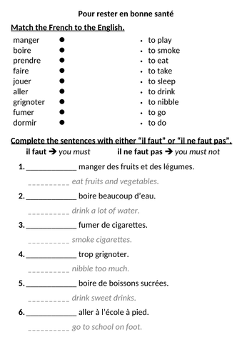 En bonne santé | Teaching Resources
