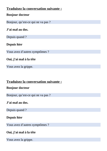Chez le docteur | Teaching Resources