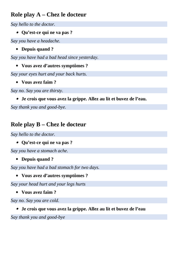 Chez le docteur | Teaching Resources