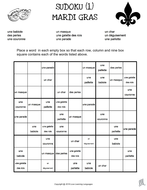 Free French Mardi Gras Sudoku Games | Teaching Resources