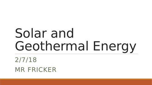 Solar and Geothermal Energy | Teaching Resources