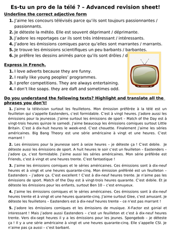 La télévision | Teaching Resources