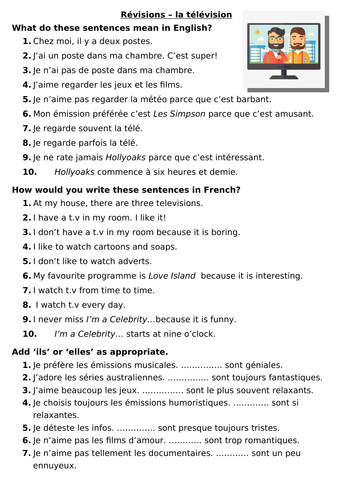 La télévision | Teaching Resources