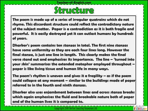 Tissue by Imtiaz Dharker (32 slide PowerPoint and 3 worksheets ...