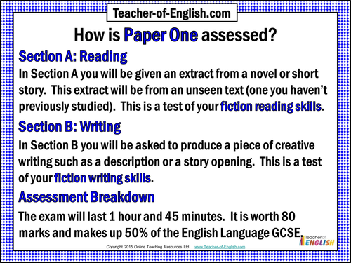 AQA 9-1 GCSE English Paper 1 Section A (Reading Fiction) Exam Prep ...