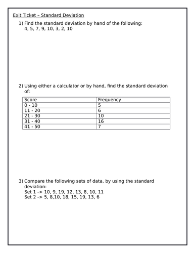 Exit Tickets - Simply Statistics | Teaching Resources
