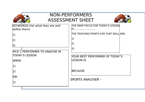 Non-Participant task sheets in PE | Teaching Resources