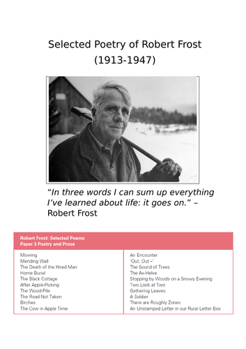 Robert Frost - Context | Teaching Resources