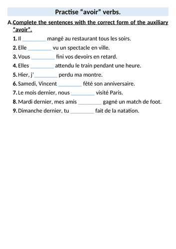 Le week-end dernier (the perfect tense with être & avoir) | Teaching ...
