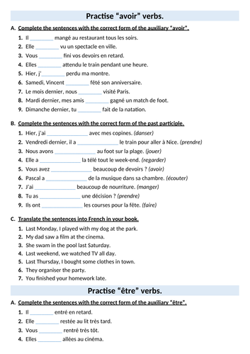 Le week-end dernier (the perfect tense with être & avoir) | Teaching ...