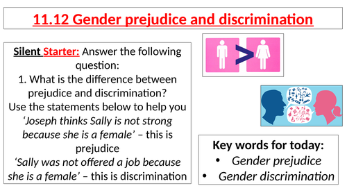 AQA B GCSE - 11.12 - Gender prejudice and discrimination | Teaching ...