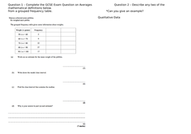 Averages from Grouped Frequency Tables | Teaching Resources