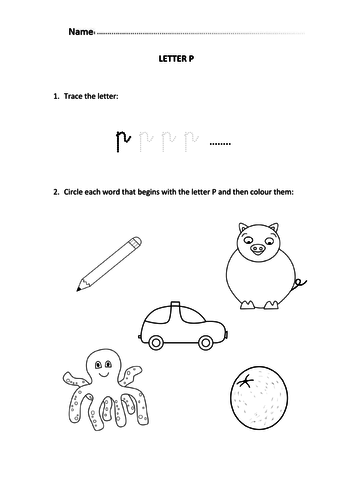 Learning letter P for Reception students | Teaching Resources