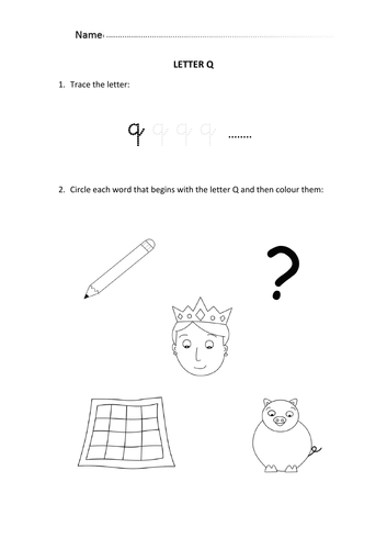 Learning letter Q for Reception students | Teaching Resources