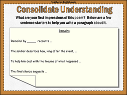 Remains by Simon Armitage | Teaching Resources