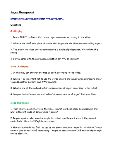 Anger Management | Teaching Resources