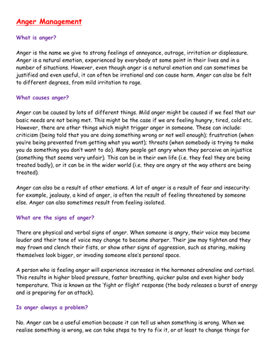 Anger Management | Teaching Resources