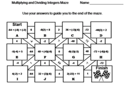 Multiplying and Dividing Integers Activity: Math Maze by ScienceSpot ...