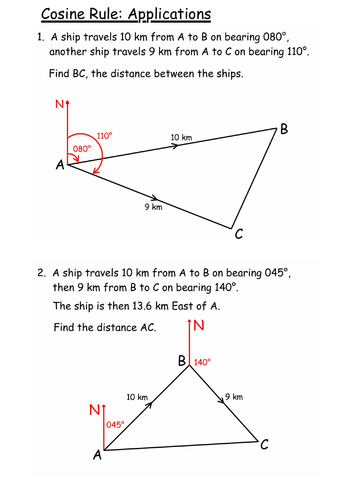 Trig Formulae Bearings Problems Teaching Resources