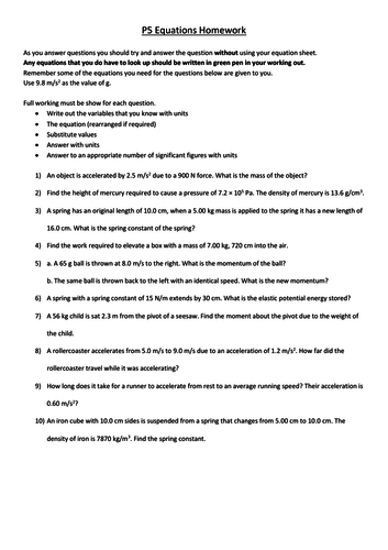 P5 Equations Practice | Teaching Resources