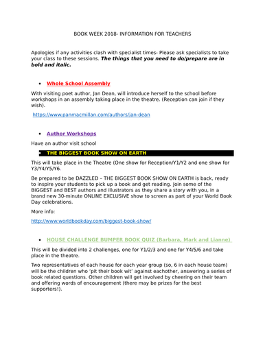 Book week - teacher's ideas | Teaching Resources