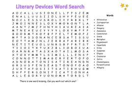 Literary Devices Word Search | Teaching Resources