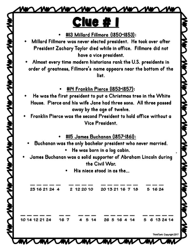 Presidents 13-24 Escape Room: Fun Facts: Lincoln | Teaching Resources