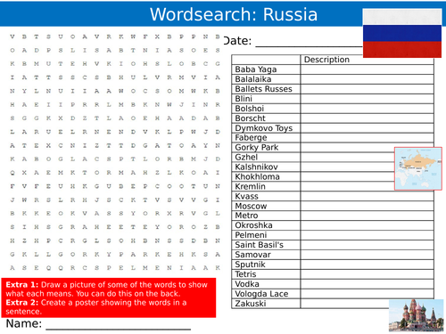 Russia Wordsearch Puzzle Sheet Keywords Settler Starter Cover Lesson ...
