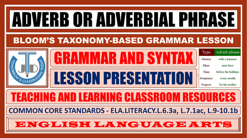 ADVERB PHRASE OR ADVERBIAL PHRASE - PPT | Teaching Resources