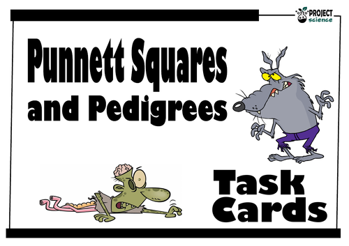 Genetics - Punnett Squares and Pedigrees Task Cards | Teaching Resources