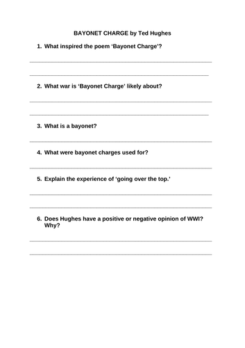 Bayonet Charge - Power and Conflict Poetry - War Poem | Teaching Resources