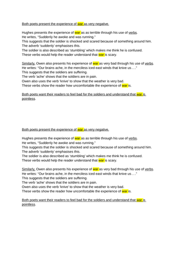 Exposure and Bayonet Charge Comparison - Power and Conflict Poetry ...