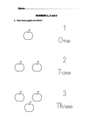 Written numbers 1 to 3 for Reception and Year 1 students | Teaching ...