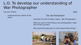 War Photographer - Power and Conflict Poetry - War Poems Lessons 14 ...