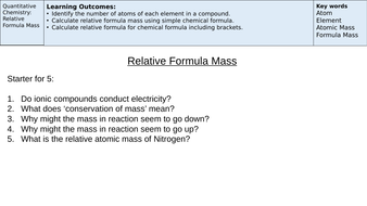 Relative Formula Mass (RFM) - AQA 9-1 GCSE | Teaching Resources