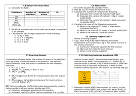 AQA C3 Quantitative chemistry revison | Teaching Resources
